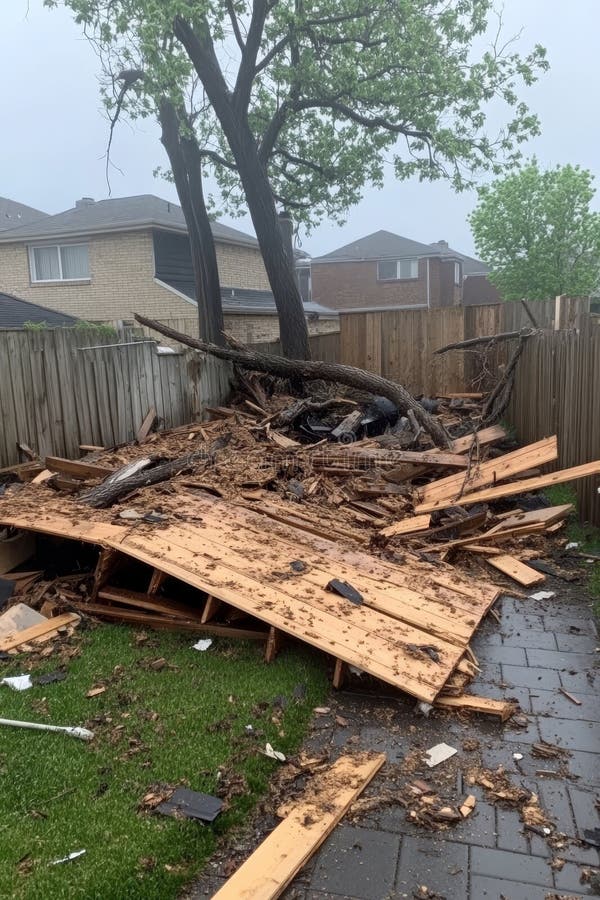 Aftermath of Severe Storm Damage, Showing Fallen Tree and Destroyed ...