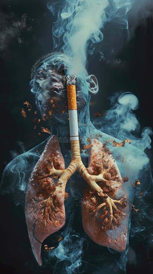 Aftermath of Smoking – Ruined Lungs Struggle for Breath, Trapped in the ...