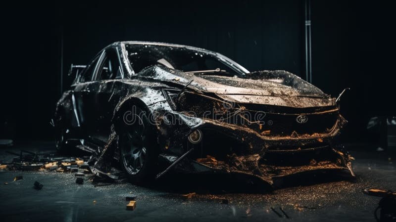 The Aftermath Unfolds, the Front Side of a Car Reveals the Consequences ...