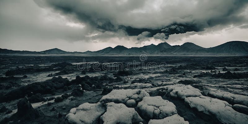 The Aftermath of a Volcanic Eruption with Layers of Ash Covering the ...