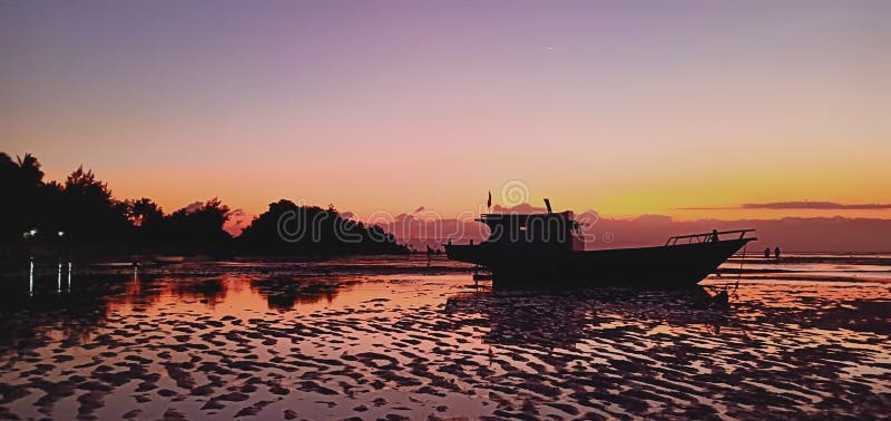 The Boat in the Shadow of the Sunset Stock Photo - Image of shadow ...