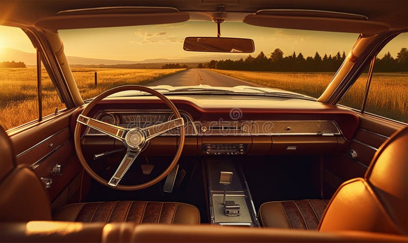 Afternoon Driving Car Hand on the Steer Stock Illustration ...