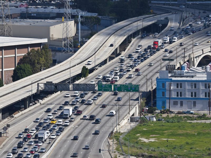 Afternoon LA Traffic Jam 101 Freeway Editorial Image - Image of city ...