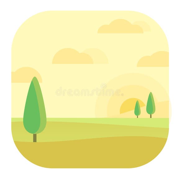 Afternoon Landscape Modern Conceptual Design Illustration Vector Stock ...