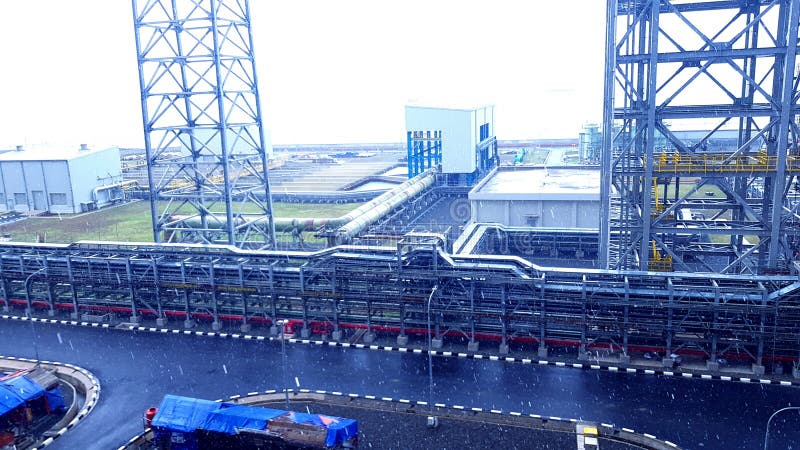 Afternoon Rain at Power Plant Condition Stock Image - Image of rain ...