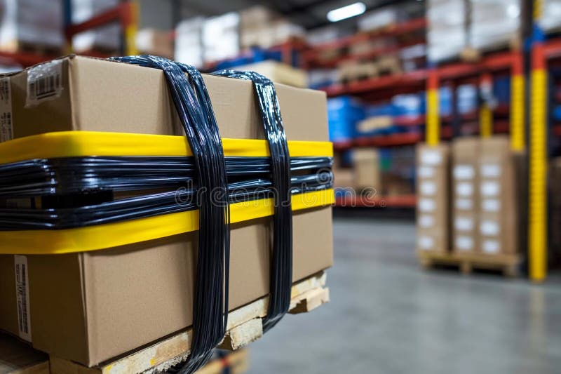 Afternoon Shift in a Busy Warehouse with Stacked Packages and Organized ...