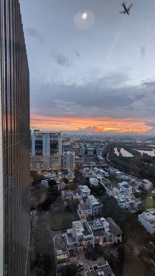 The Afternoon Sky of the City Seen from the Top of a Building Stock ...
