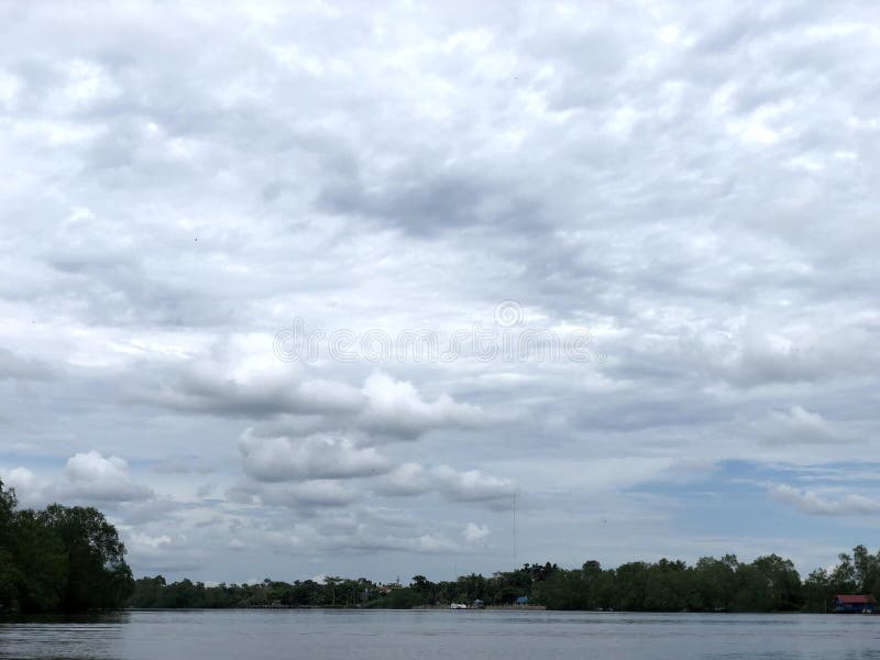 Afternoon Sky in the Middle of the River Stock Image - Image of river ...