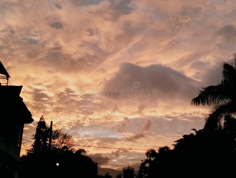 Afternoon Sky Orange Scenery Stock Image - Image of afterglow, darkness ...