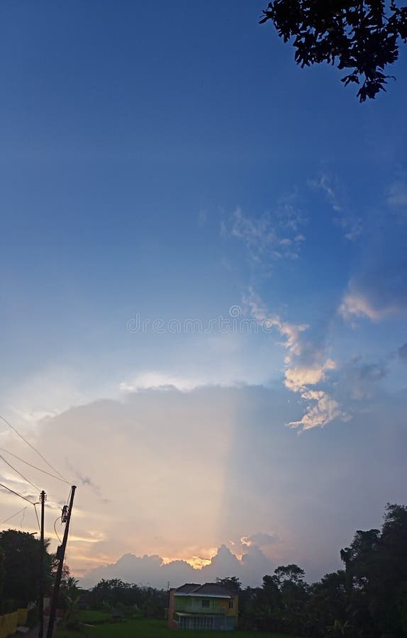 The Afternoon Sun in the Blue Sky Stock Photo - Image of blue ...