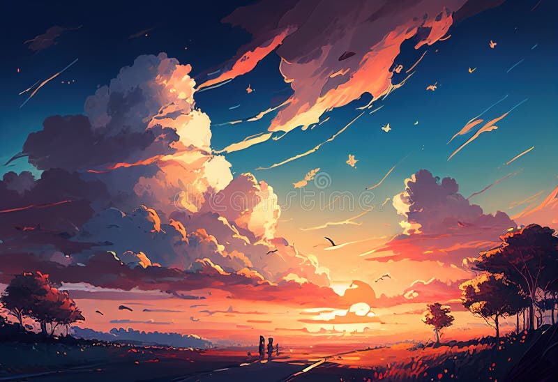 Sunset Clouds Anime Stock Illustrations 2 922 Sunset Clouds Anime