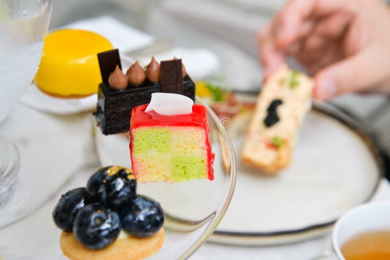 Afternoon Tea with Assorted Dessert Stock Photo - Image of small ...