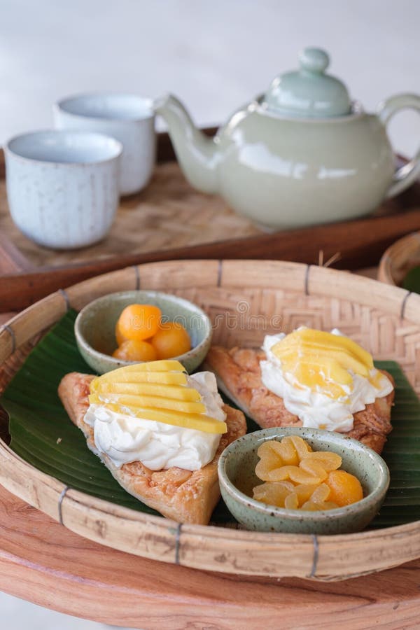 Afternoon tea with bakery stock photo. Image of icing - 269809356