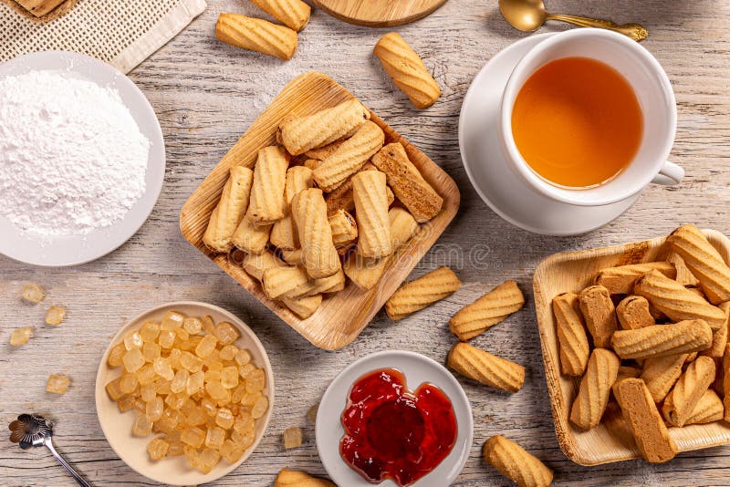 Afternoon tea and biscuits stock image. Image of butter - 173048161