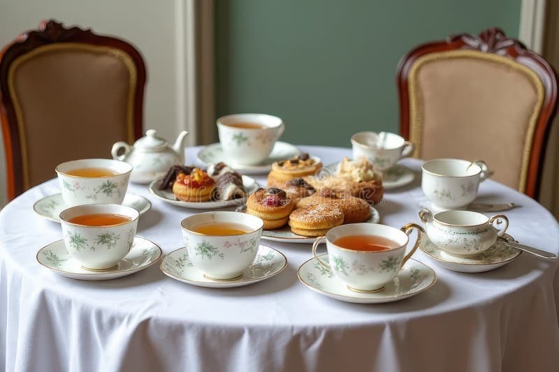 Afternoon Tea Display stock illustration. Illustration of cakes - 376826481