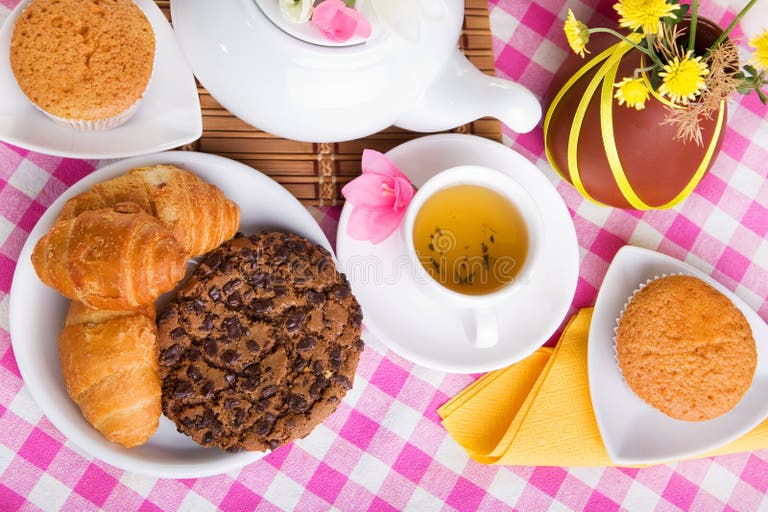 Afternoon Tea with Fresh Baking Stock Photo - Image of dessert, pastry ...