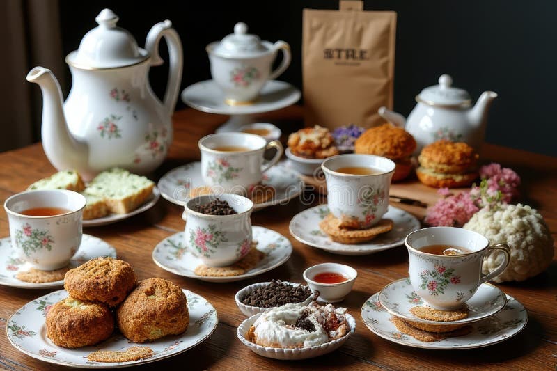 Afternoon Tea Platter stock illustration. Illustration of cream - 376826505