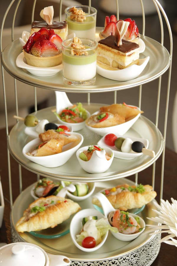 Afternoon Tea Served with an Assortment of Cake Stock Image - Image of ...