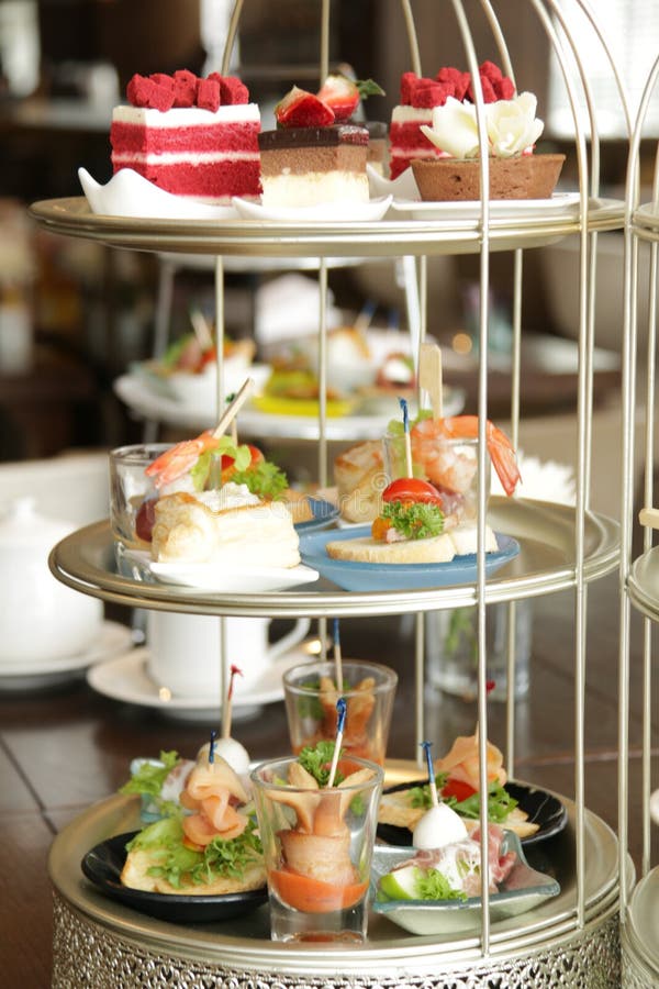 Afternoon Tea Served with an Assortment of Cake Stock Image - Image of ...