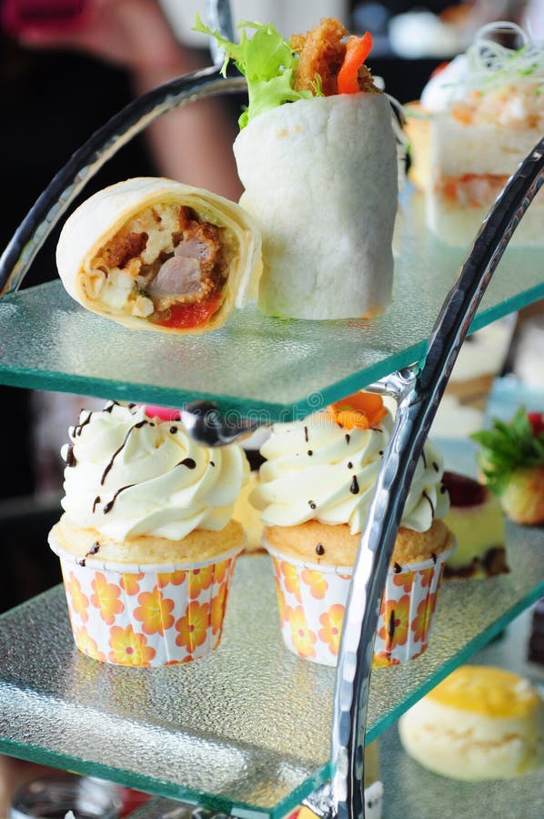 Afternoon Tea Set of Pastries Collection Stock Image - Image of ...