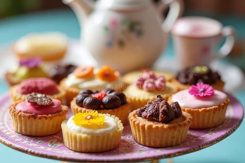 Afternoon Tea Showcase stock illustration. Illustration of display ...