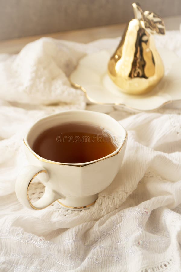 Afternoon Tea, White Vintage Cup, Vertical Image Stock Photo - Image of ...