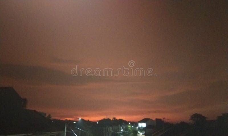 Afternoon To Evening.. Red Sky.. after Rain.. Dark Cloud. Stock Photo ...