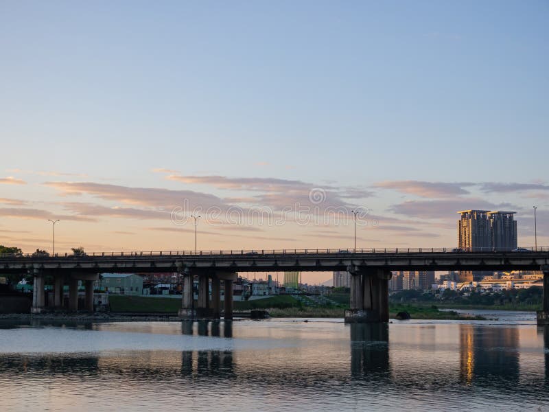 Afternoon View of the Bitan Bridge at Xindian District Stock Image ...