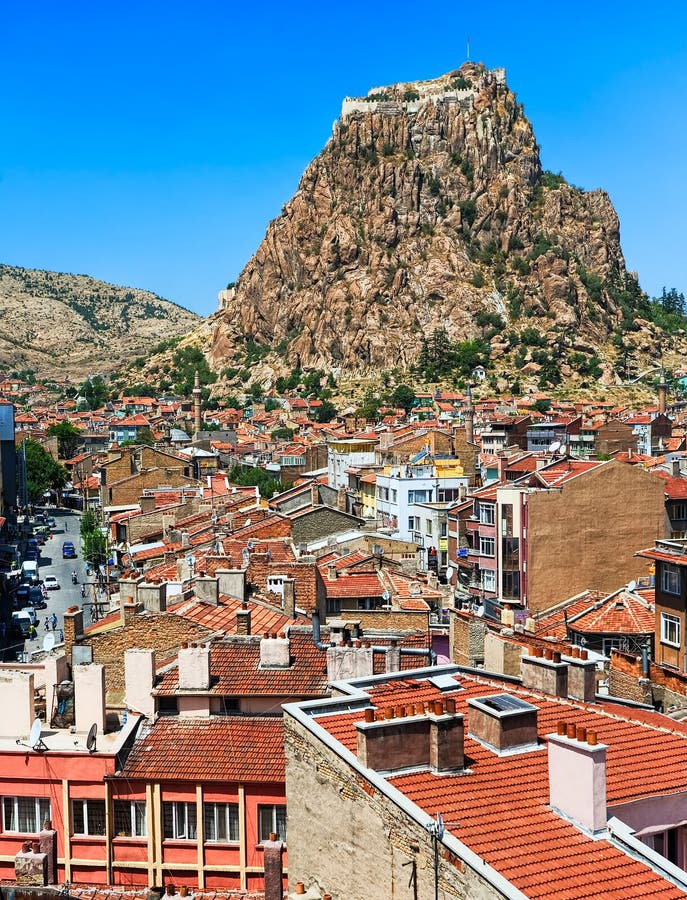 Afyon Town and Karahisar Castle, Turkey Stock Image - Image of panorama ...