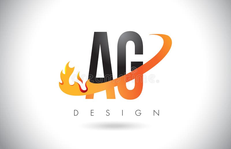 AG a G Letter Logo with Fire Flames Design and Orange Swoosh. Stock ...