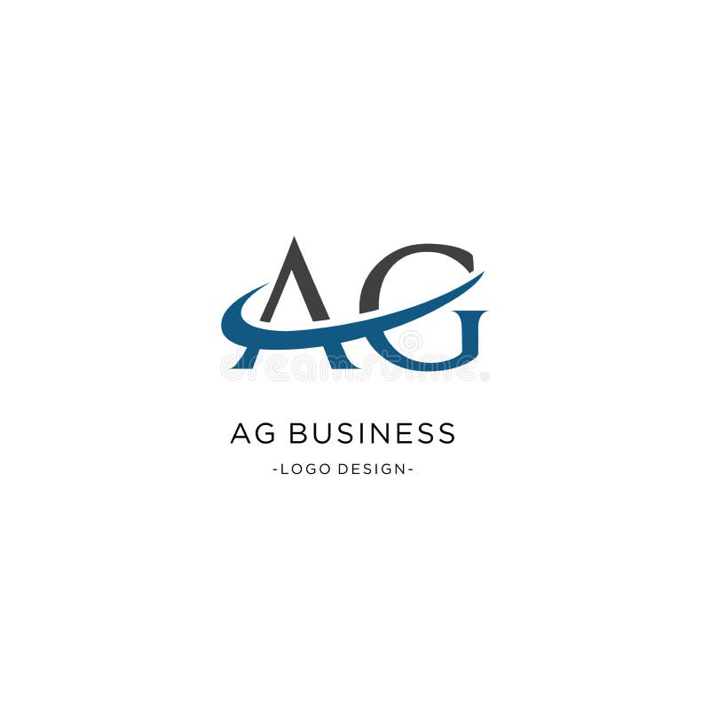 AG Letter Logo Design with Serif Font and Swoosh Vector Illustration ...