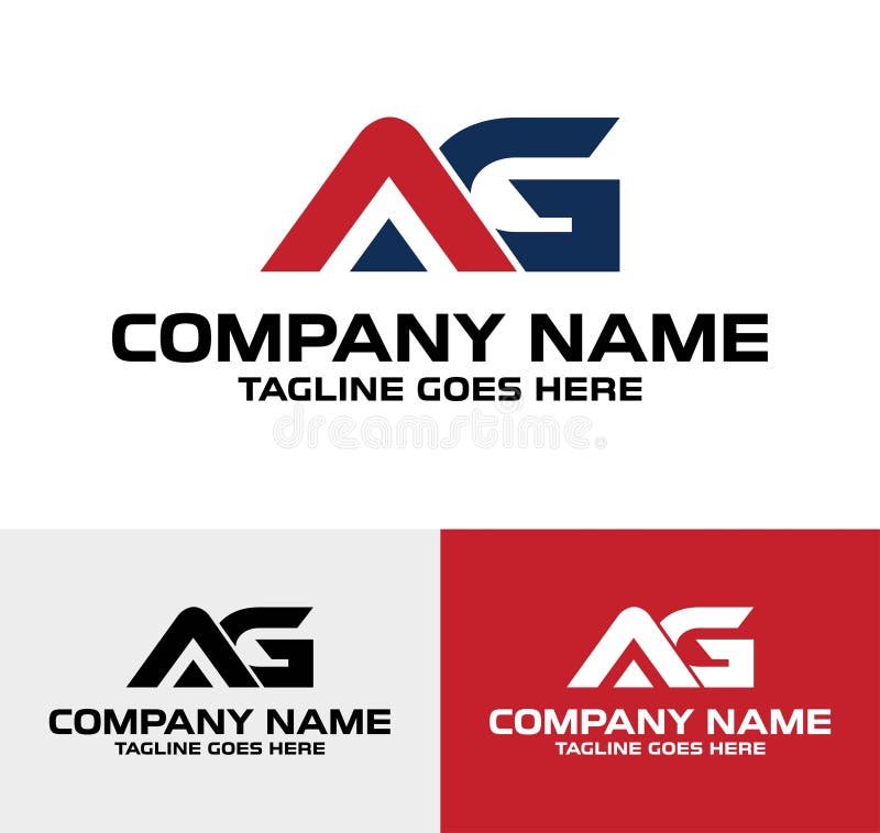 AG Letter Minimalist Typography Logo Template Stock Illustration ...
