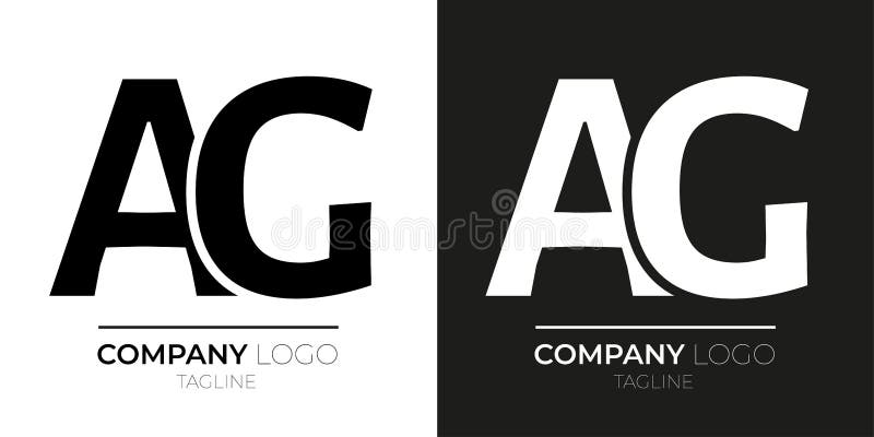 AG Logo Template in Black and White, Vector Stock Vector - Illustration ...