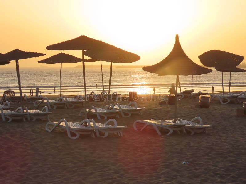 Agadir Beach Sunset stock photo. Image of morocco, beach - 378682228