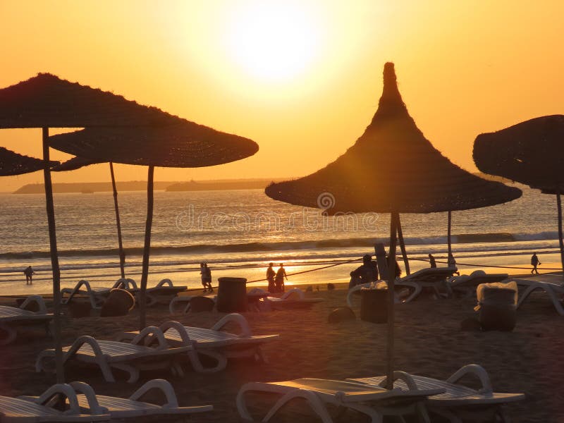 Agadir Beach Sunset stock photo. Image of sunset, seascape - 378682232