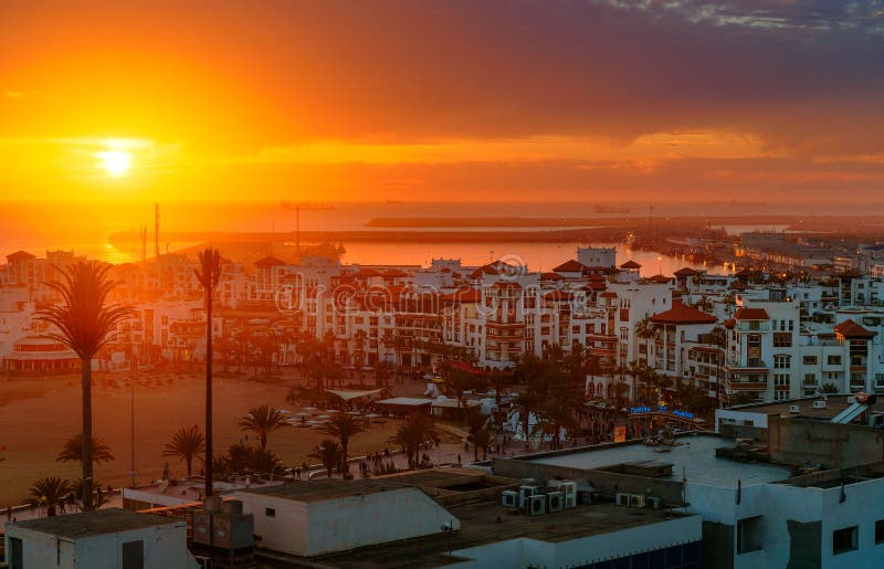Marina in Agadir City at Sunset, Morocco Editorial Stock Image - Image ...