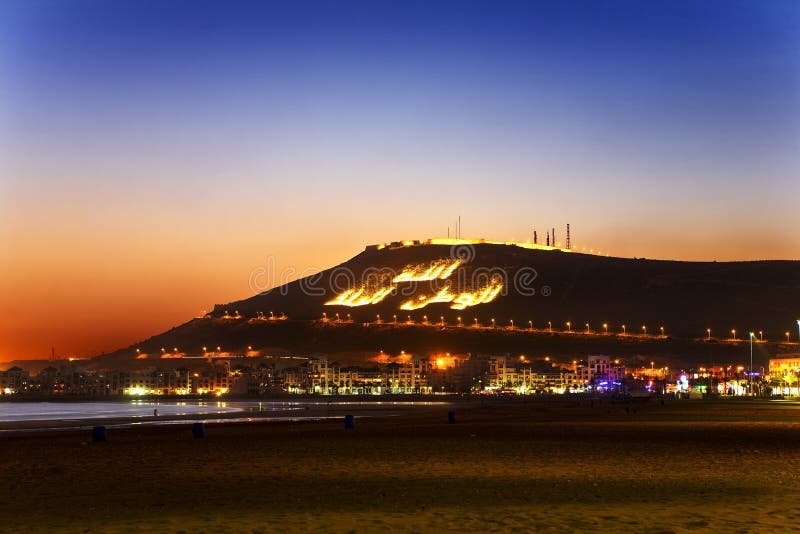 Agadir by night stock image. Image of illuminated, africa - 25703503
