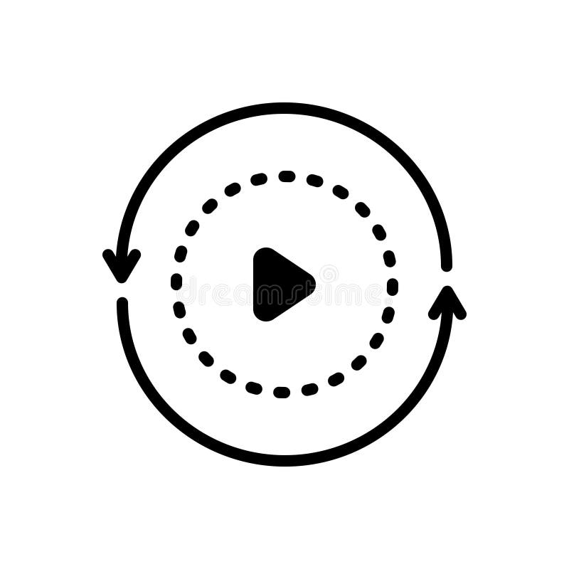 Black Solid Icon for Again, Replay and Button Stock Vector ...
