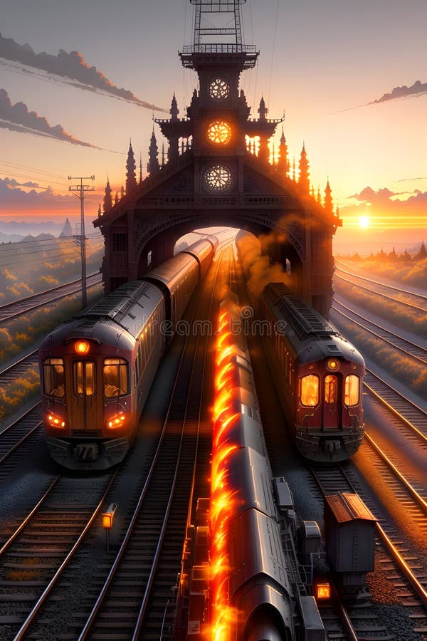 Motorized Trains Passing through the Station in the Splendid ...