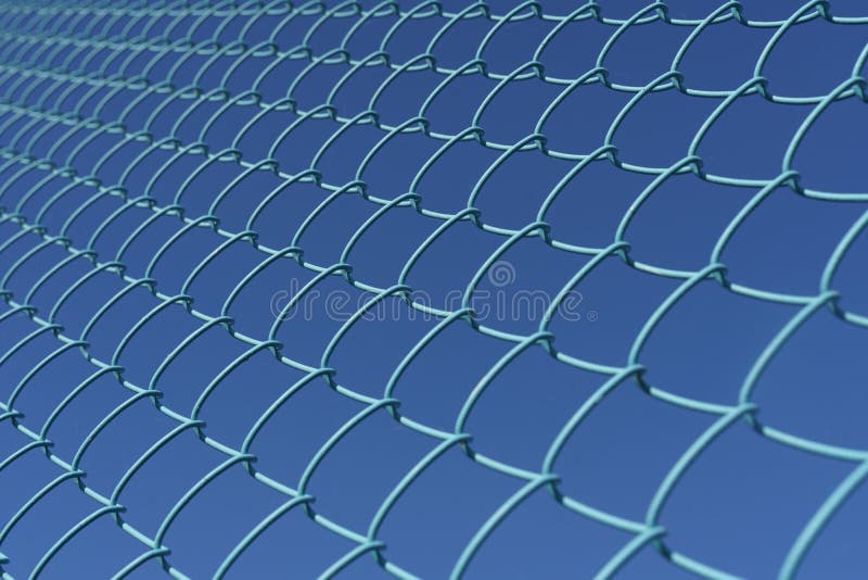 Against the Background of a Blue Sky, a Mesh Metal Mesh of Blue Color ...