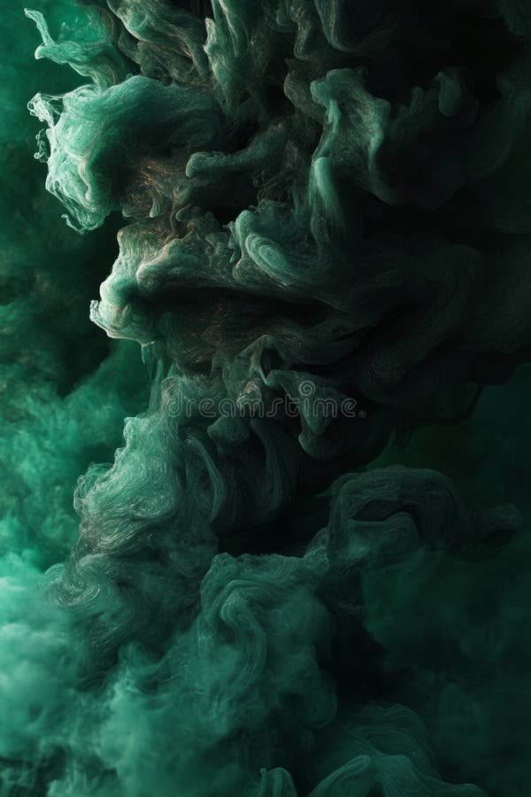 Against a Black Background, an Abstract Illustration of Green Fire ...