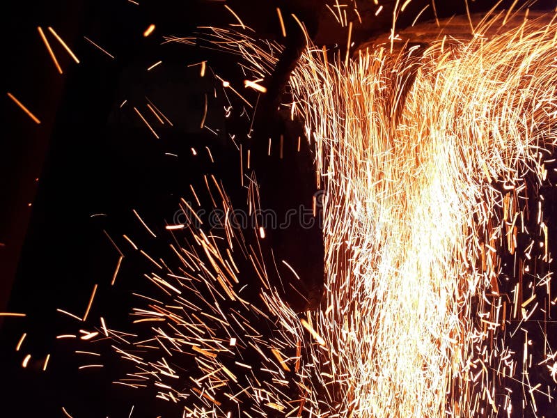Fire Sparks on a Black Sky Background Stock Photo - Image of radiance ...