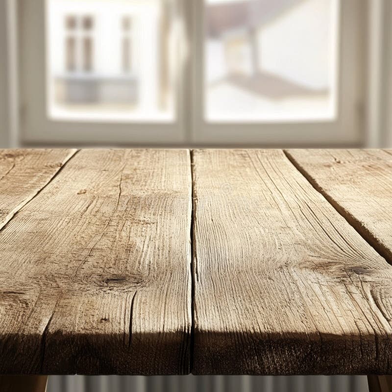 Against Blurred Modern Kitchen Background Rustic Wooden Tabletop Placed ...
