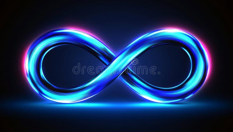 Against a Dark Backdrop, a Neon Infinity Symbol Radiates with Light ...
