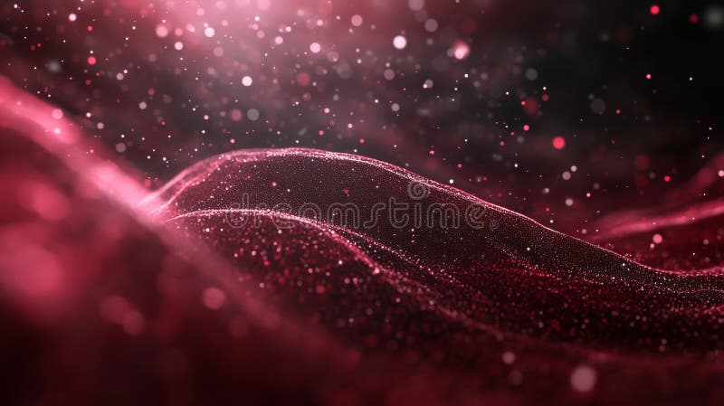 Against a Dark Background, the Red Fiber Optic Cables Glow Brightly ...