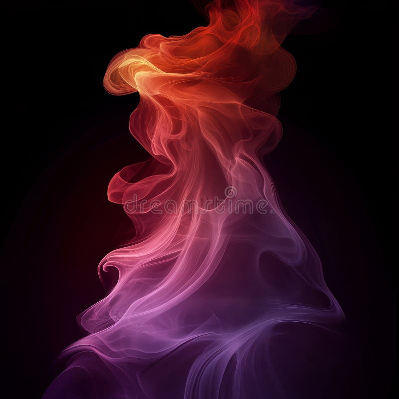 Against a Dark Background, Vibrant Red and Purple Smoke Swirls in ...