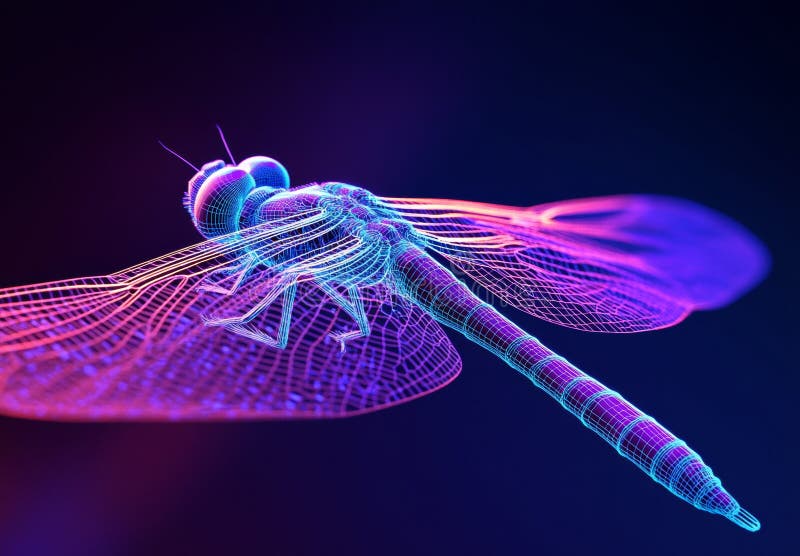 Against a Dark and Ominous Backdrop, a Dragonfly is Illustrated with ...