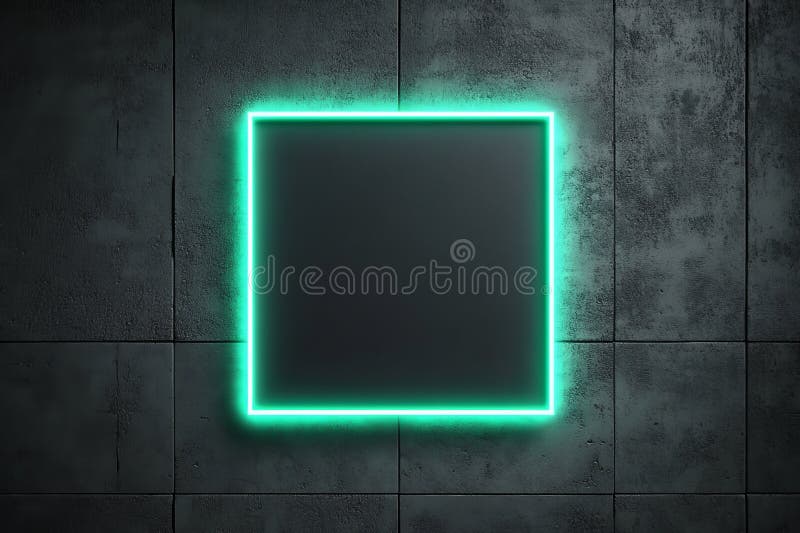 Against a Dark Textured Wall, a Frame in the Shape of a Neon Green ...