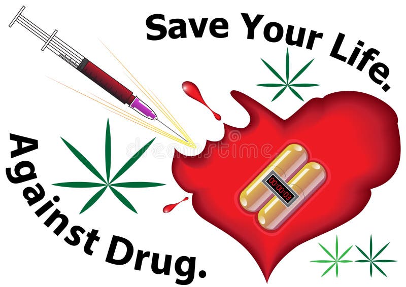 Against drug stock vector. Illustration of needle, heart - 58424009