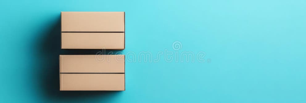 Against a Light Blue Background, Stacks of Cardboard Boxes from Amazon ...